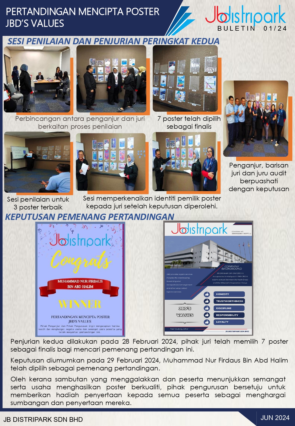 JBD's Values Poster Competition - JB DISTRIPARK SDN BHD